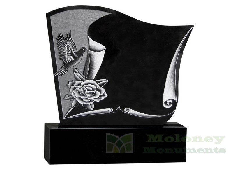 Dove Rose Scroll Headstone (MM099D) – Moloney Monuments