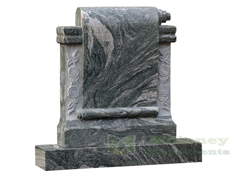 Carved Roses Scroll Headstone (MM140D) – Moloney Monuments
